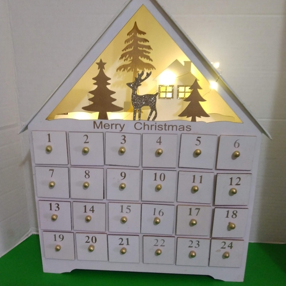 Holiday | Christmas Wooden Calender Led Reindeertree Holiday Countdown ...